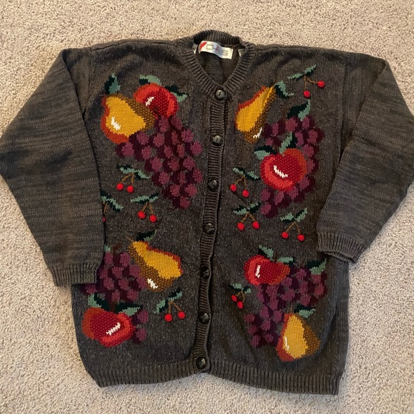 Chaus | Sweaters | Vintage Cardigan Fruit Pattern | Poshmark